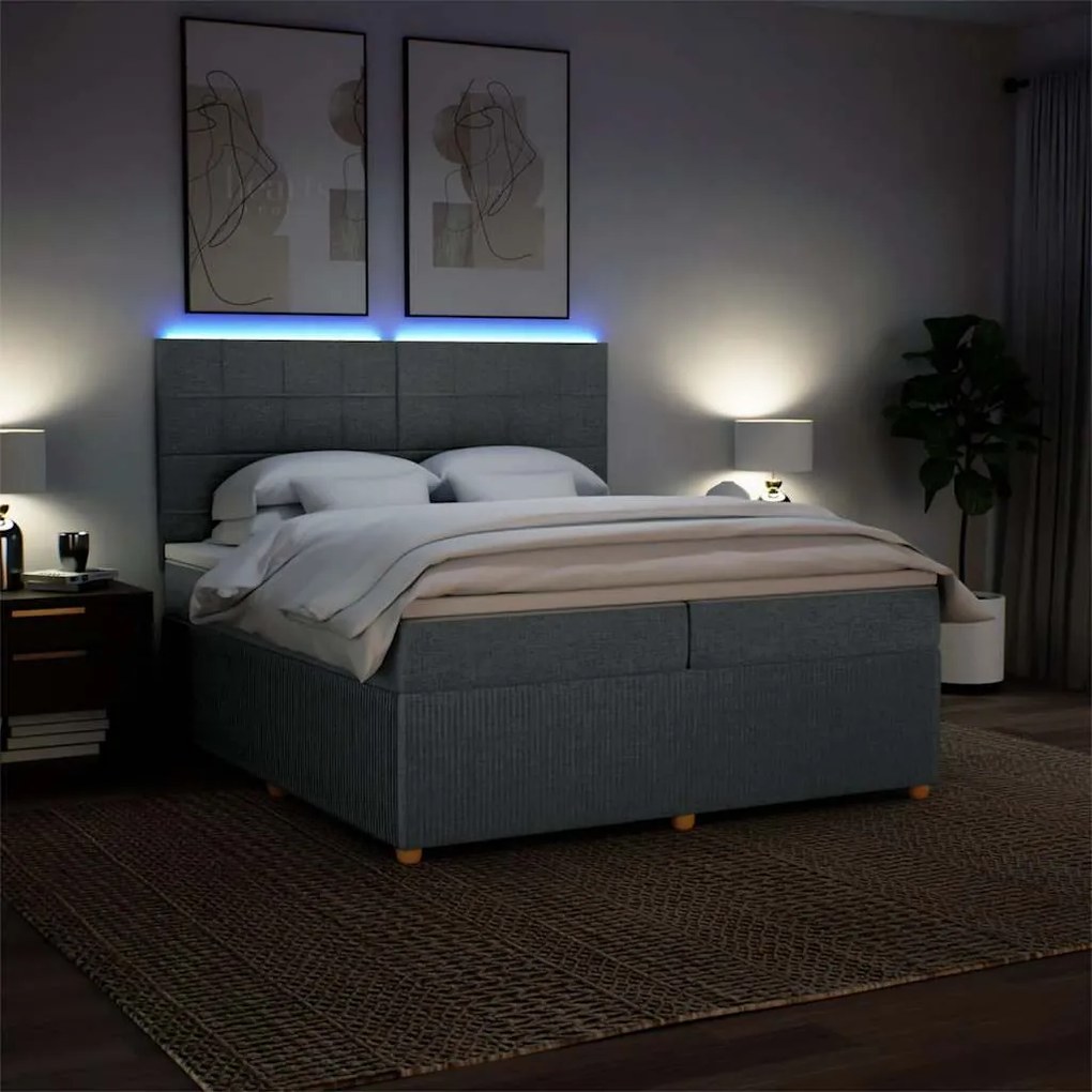 Box spring postel s matrací tmavě šedá 200x200 cm textil 3294464