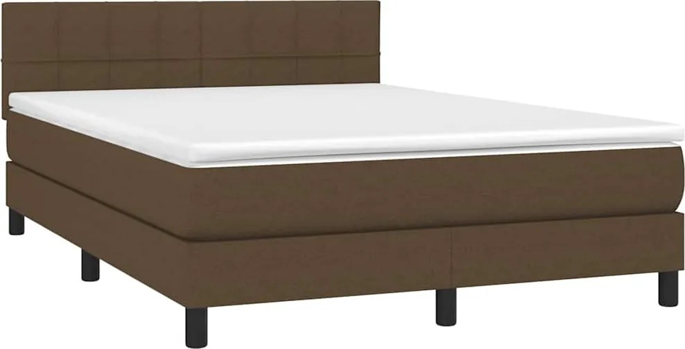 Box spring postel s matrací a LED tmavě hnědá 140x190 cm textil 3133152