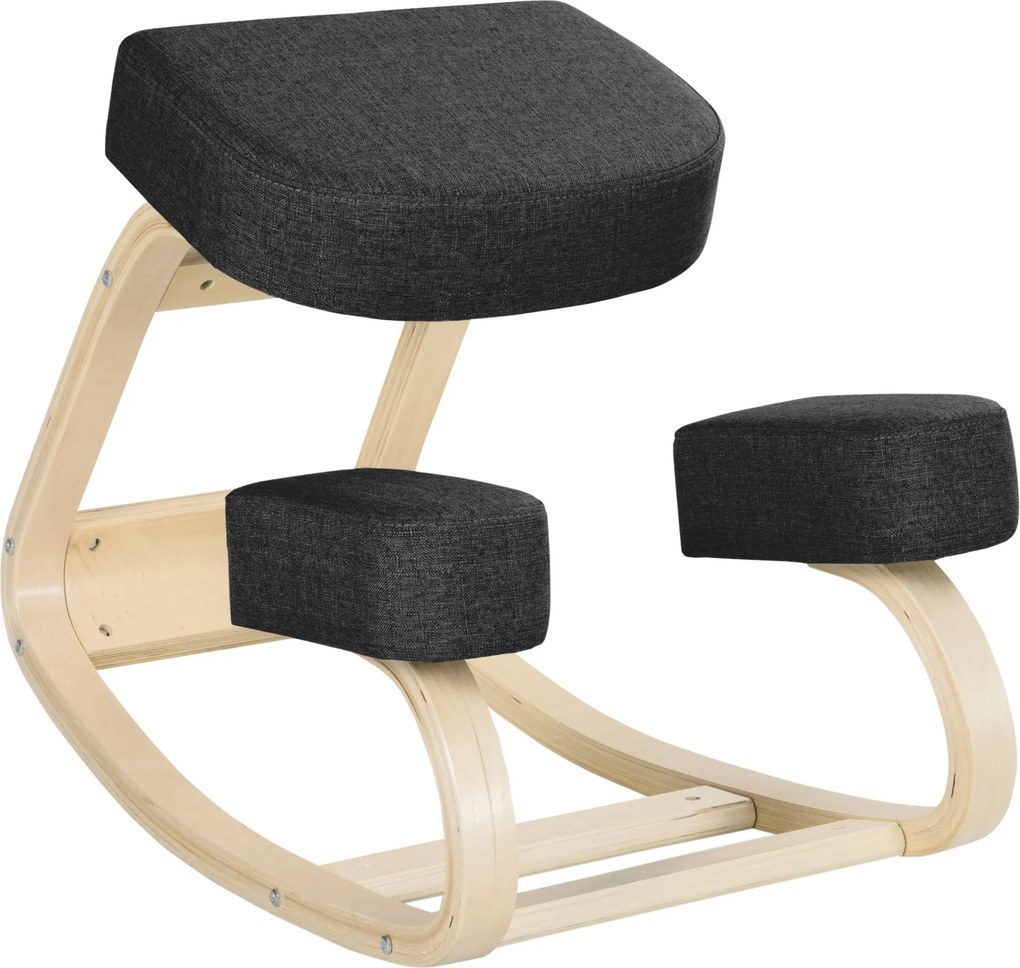 Ergonomická klečící židle Vinsetto s rámem z březového dřeva, molitanovým a polyesterovým polstrováním pro domácnost a kancelář, černá