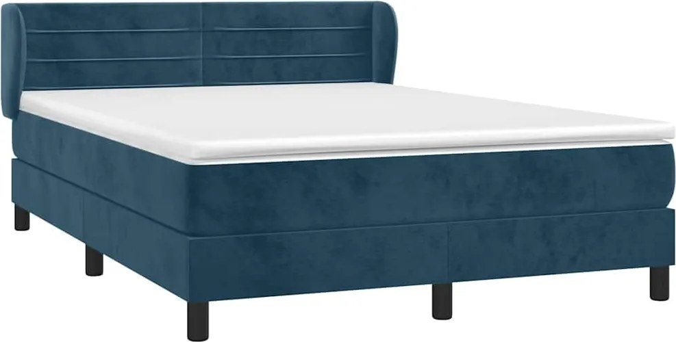 Box spring postel s matrací tmavě modrá 140x190 cm samet 3127551