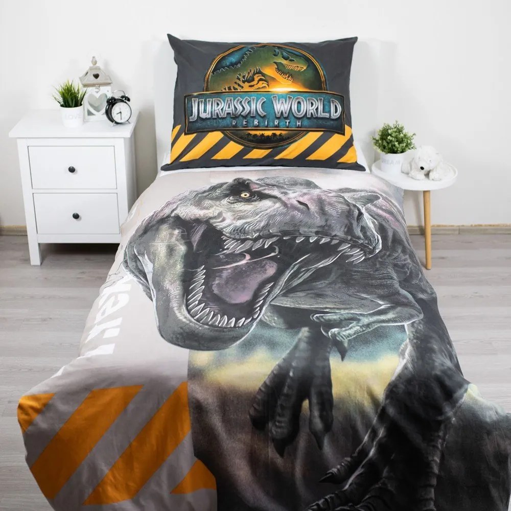 Bavlněné dětské povlečení na jednolůžko 140x200 cm Jurassic World "T-Rex" – Jerry Fabrics
