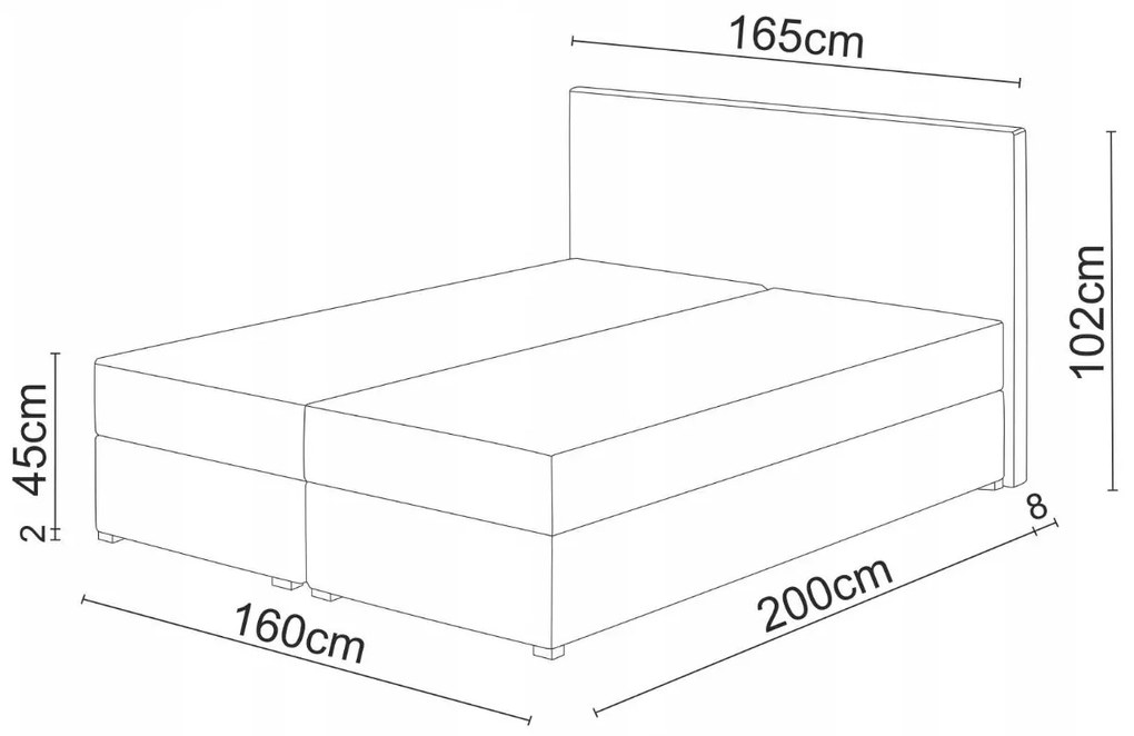 Kontinentální postel 160x200 cm Mimosa Comfort melirovaná černá + černá) (s roštem a matrací). 1056236