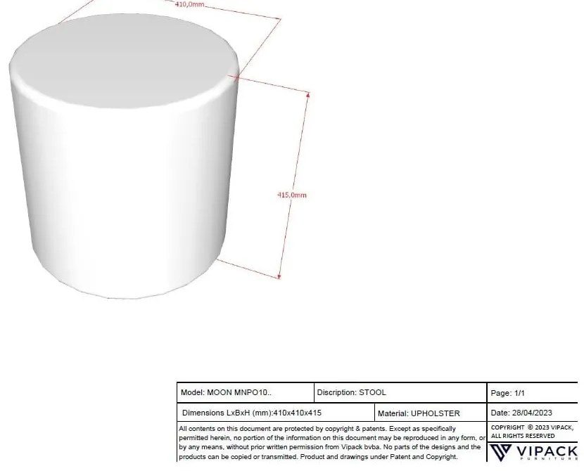 Bílý dětský puf z textilie bouclé MOON – Vipack