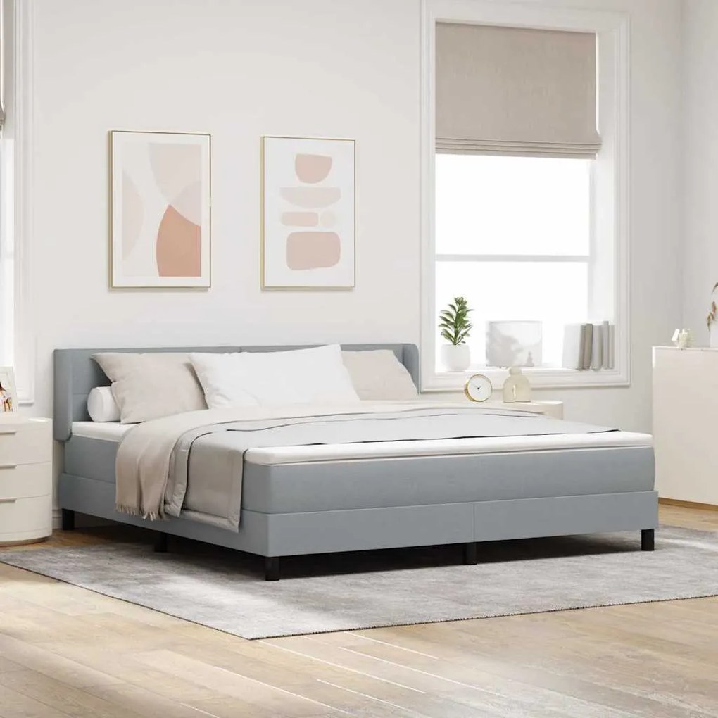 Postel s boxspringem s čelo Světle šedá 200 x 180 cm textil 3341118