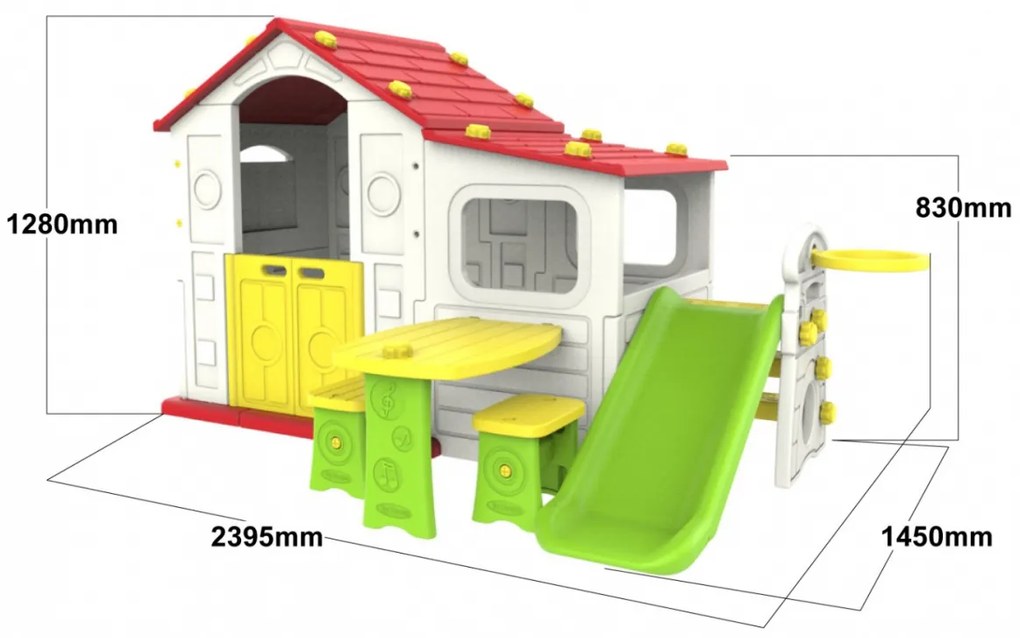 Dětský zahradní domeček s předzahrádkou 4v1 CHD-508 Červený