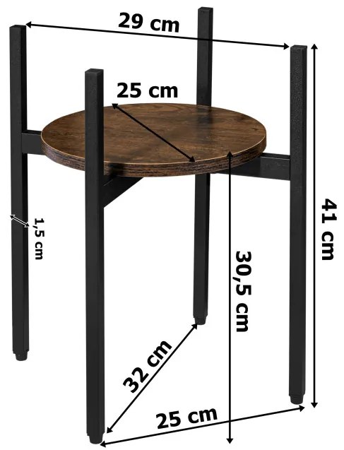 Stojan na květiny TORRE RUSTIC černý 40 cm