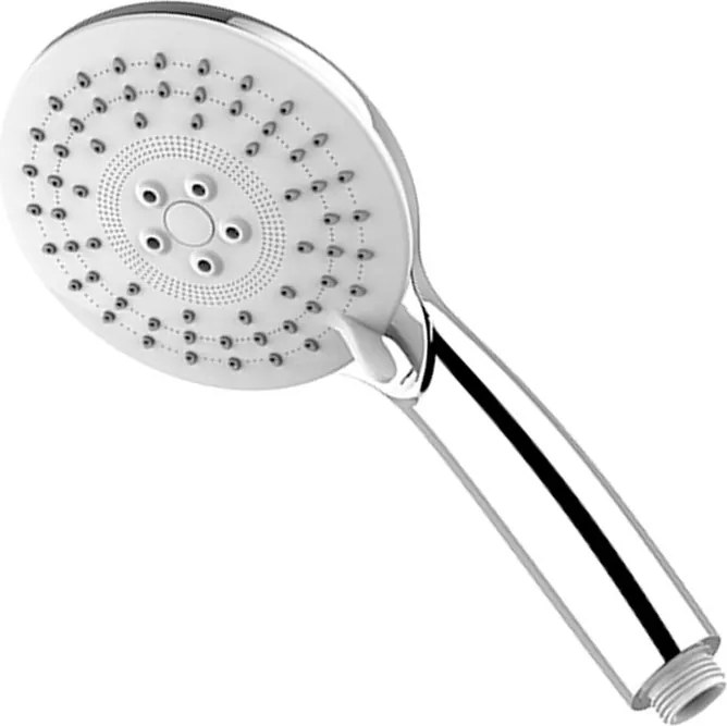 Mereo Mereo, Termostatická nástěnná vanová baterie s tyčí, hadicí, ruční a hlavovou sprchou, kulatá, bílá, CB60104TSH