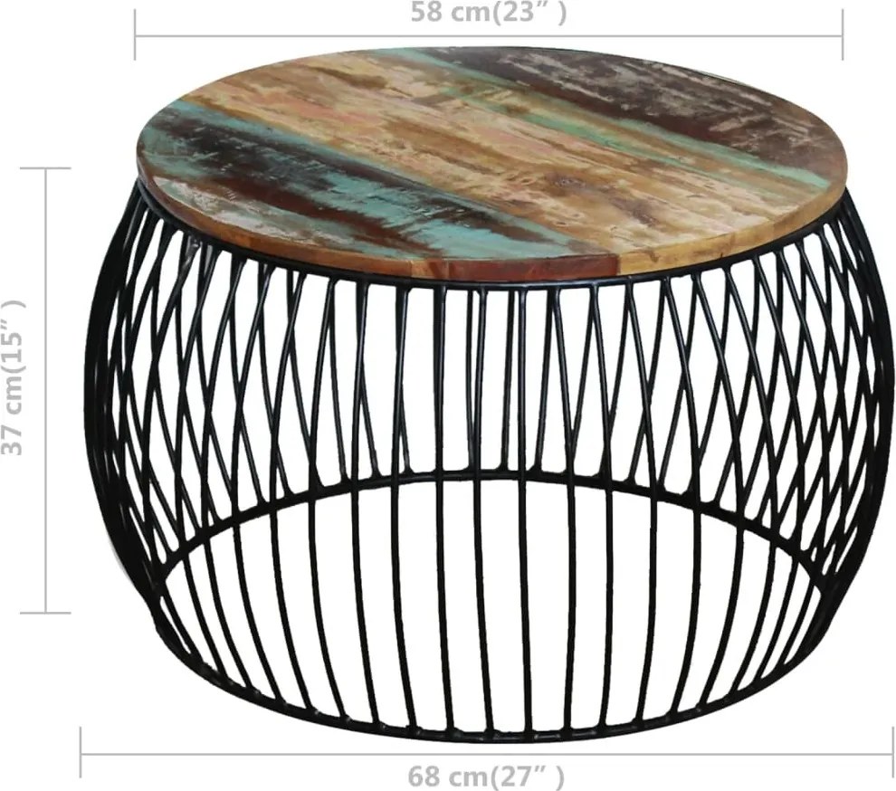 vidaXL Konferenční stolek kulatý masivní recyklované dřevo 68 x 37 cm [243300]