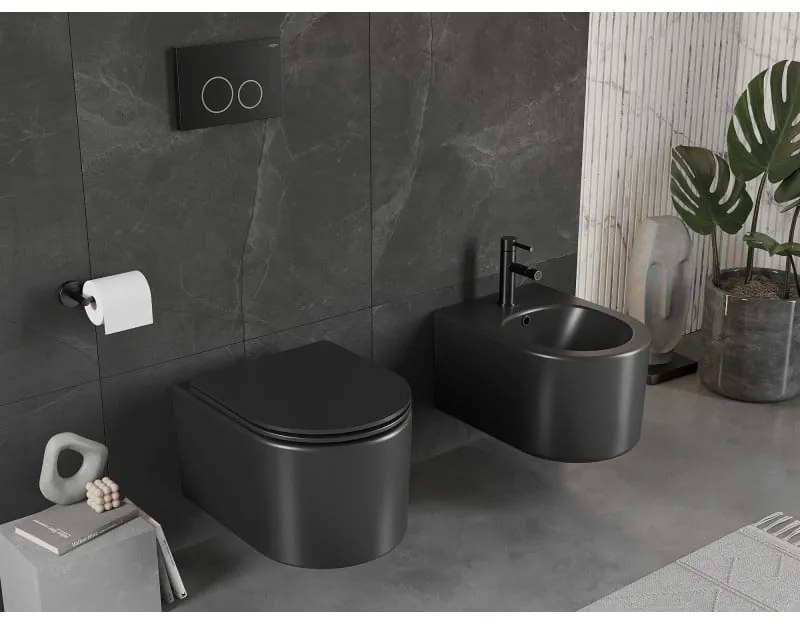 Mexen Sofia Rimless závěsná wc mísa, černá matná, 3354XX85