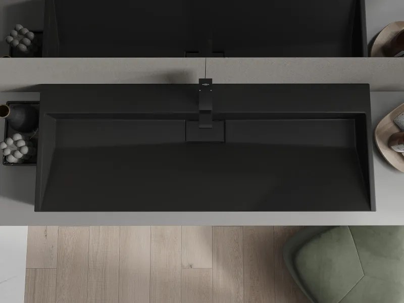 Mexen Ava, umyvadlo na desku z konglomerátu 1/O 120 x 46 cm, černá matná, 23011271