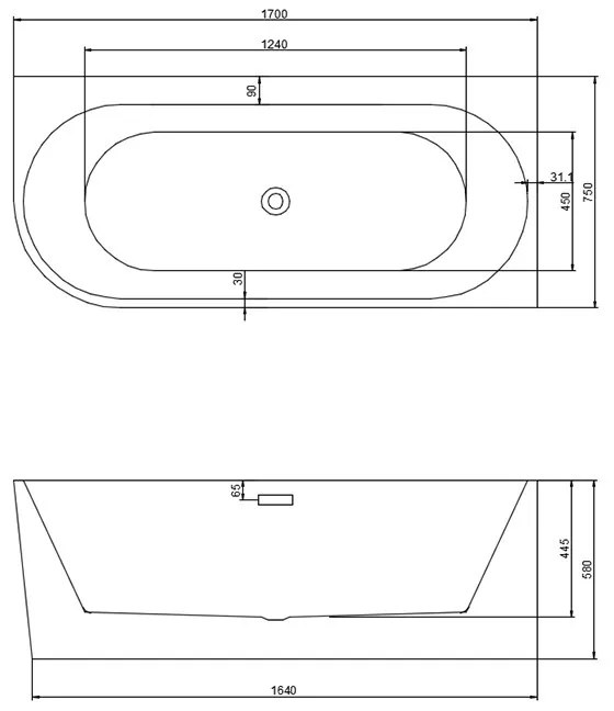 BPS-koupelny Volně stojící rohová akrylátová vana HYD-MER509D pravá 170x75 bílá, odtokový komplet bílý matný
