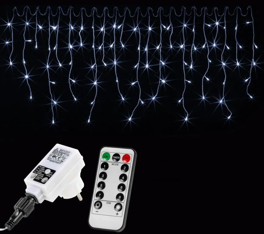 VOLTRONIC® 59792 Vánoční světelný déšť 200 LED studená bílá - 5 m + ovladač