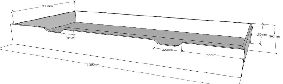 Šuplík pod dětskou postel 90x200 cm v přírodní barvě Dallas – Vipack