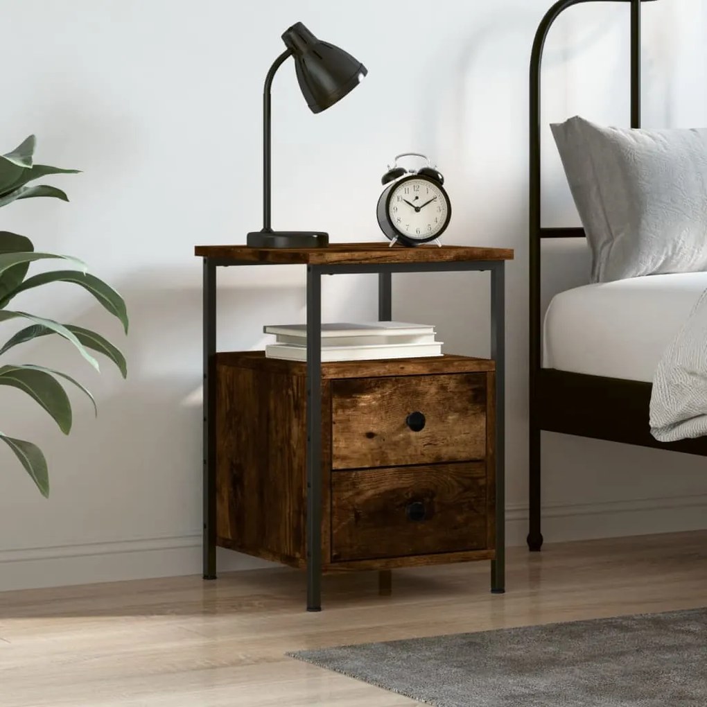Noční stolek kouřový dub 34 x 35,5 x 50 cm kompozitní dřevo - Default Title