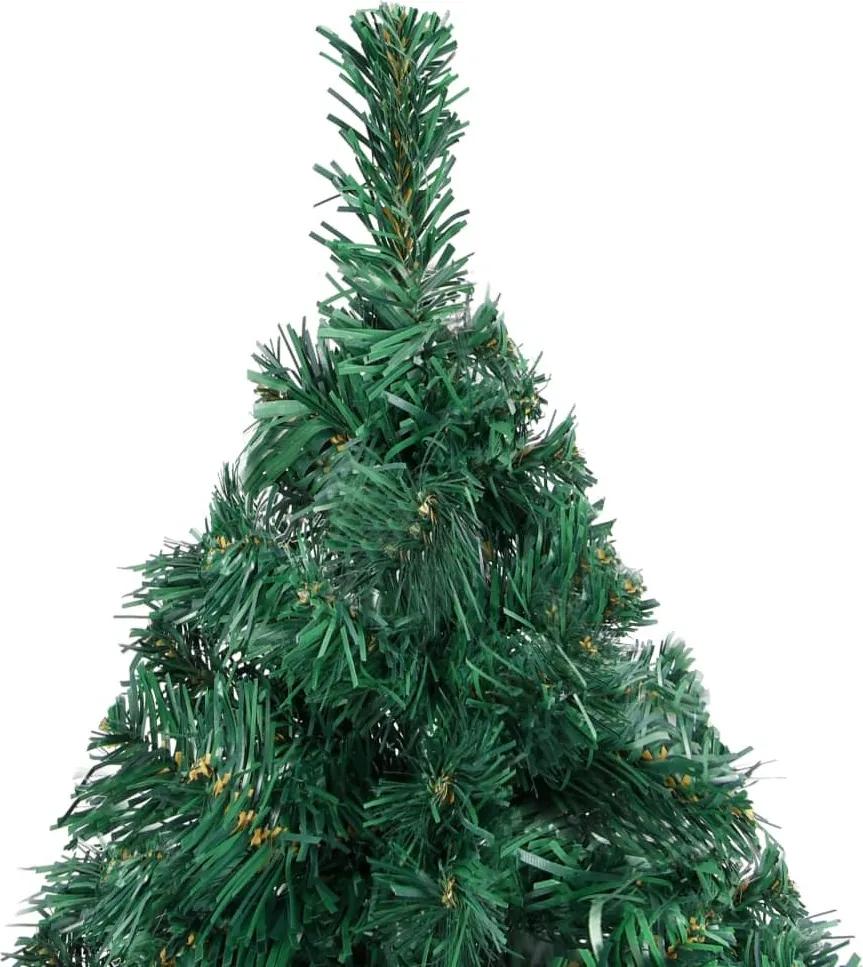 vidaXL Umělý vánoční stromek s LED a sadou koulí bílý 210 cm PVC [3077623] Barva: zelená a zlatá