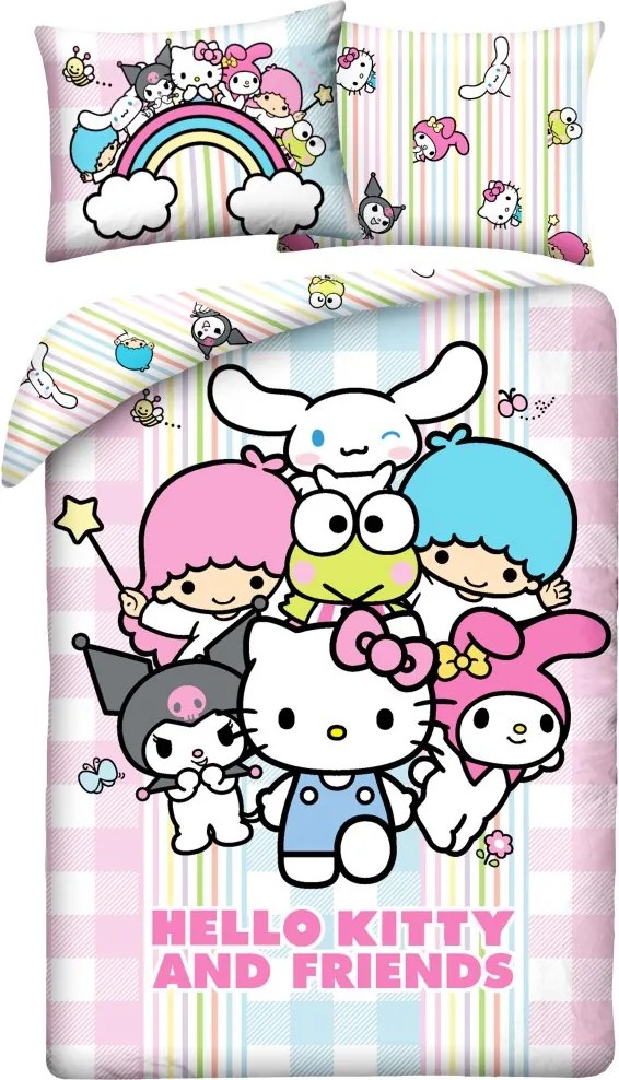 Ložní povlečení z mikrovlákna Hello Kitty and Friends - 70x90 cm + 140x200 cm