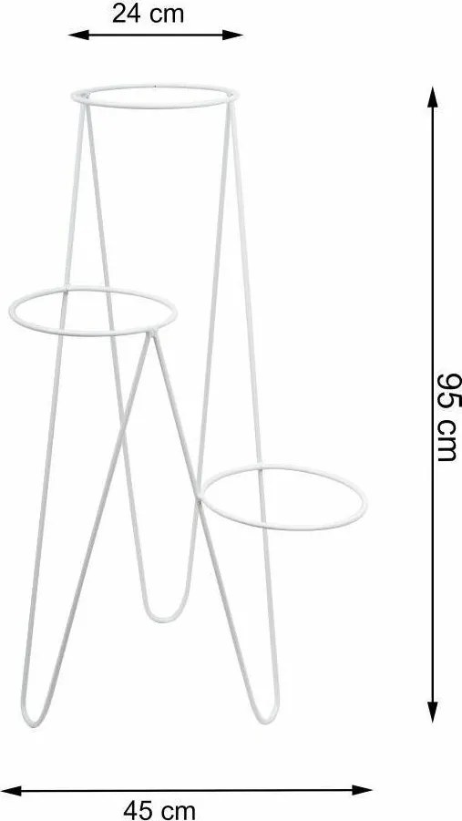 STOJAN NA KVĚTINÁČ TRIPOD 95X45X24 CM BÍLÁ