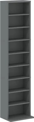 HOMCOM Úložný box na CD a DVD, 9 přihrádek a 6 nastavitelných polic, maximální kapacita 260 CD/120 DVD, 33 x 24 x 140 cm, šedá