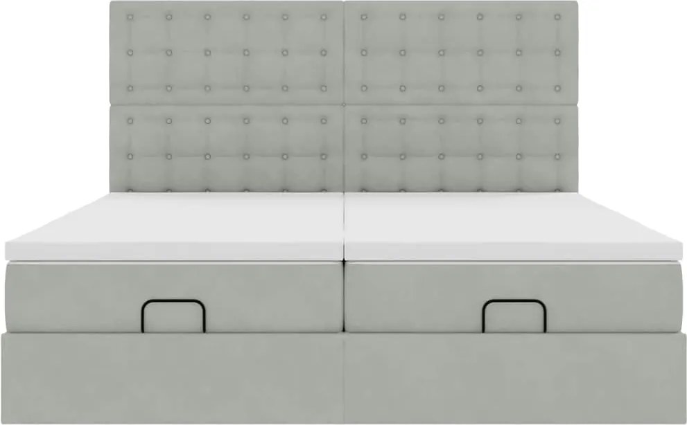 Osmanský rám postele s matracíes světle šedá 160x200cm samet 3313802