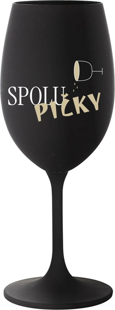SPOLUPIČKY - černá sklenice na víno 350 ml