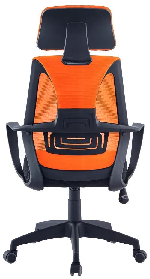 Kancelářská židle s podhlavníkem TAXIS NEW látka, síťovina, plast, oranžová a černá
