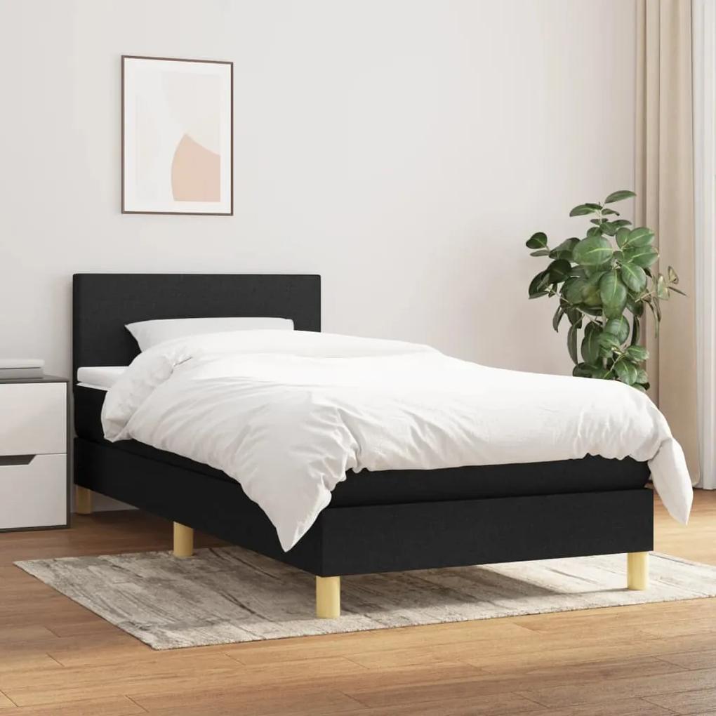Box spring postel s matrací černá 100 x 200 cm textil,  3140435