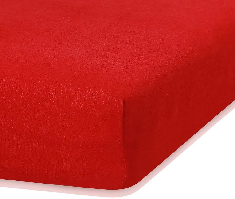 Červené elastické prostěradlo s vysokým podílem bavlny AmeliaHome Ruby, 200 x 140-160 cm