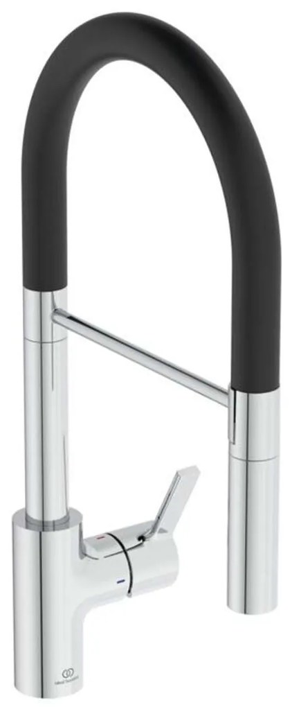 Ideal Standard Gusto - Dřezová baterie s flexibilním ramenem a sprškou, chrom/černá BD417AA