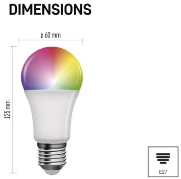 Emos lighting Chytrá LED žárovka GoSmart A60 / E27 / 11 W (75 W) / 1 050 lm / RGB / stmívatelná / WiFi 1520503501