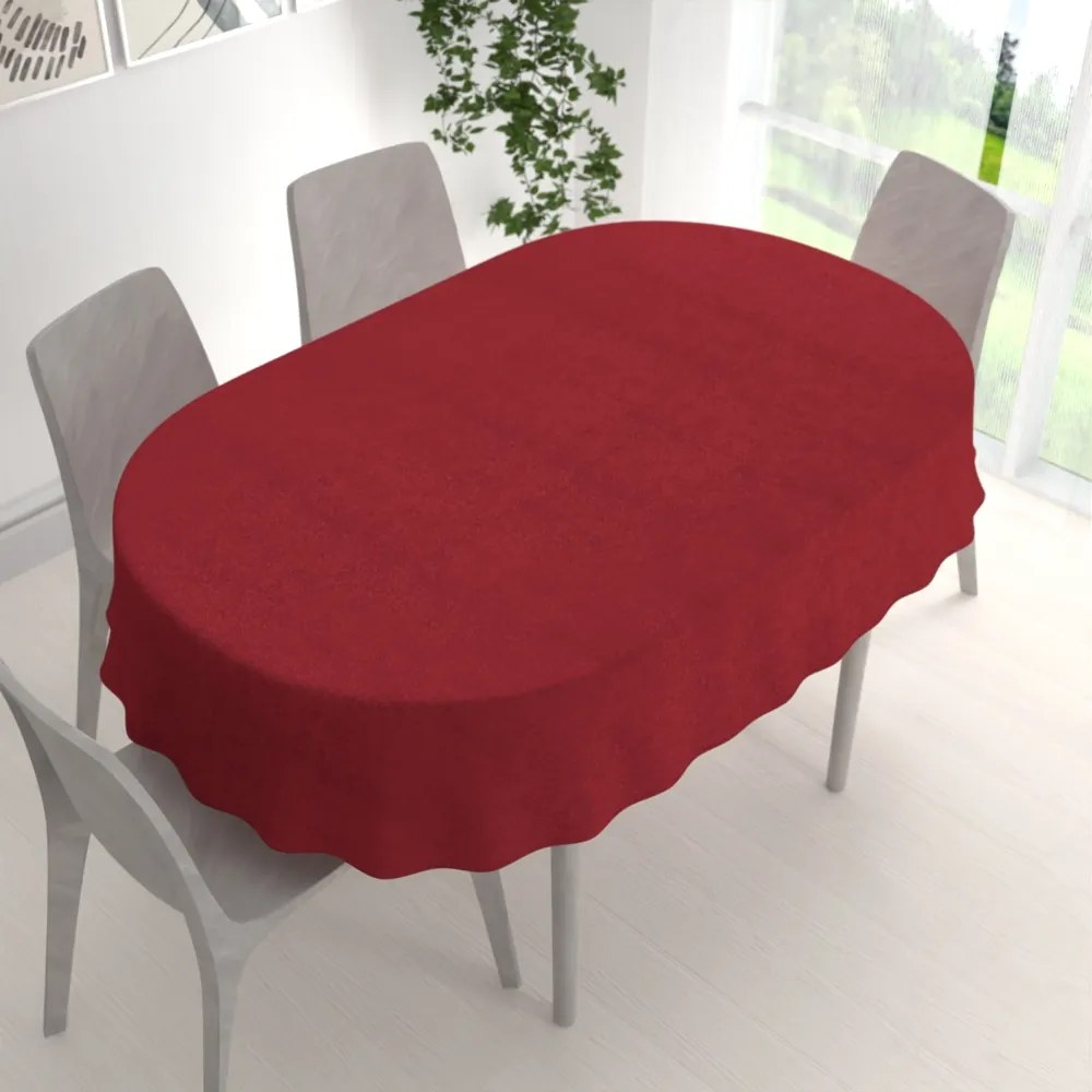 Biante Oválný ubrus/imitace broušené kůže Alcantara ALC-018 Vínově červený 140x220 cm