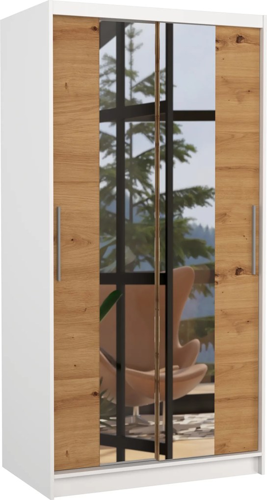 ADRK Furniture Posuvná skříň se zrcadlem DRAGONIS 100 SW-DRA-W+ART-100+A620