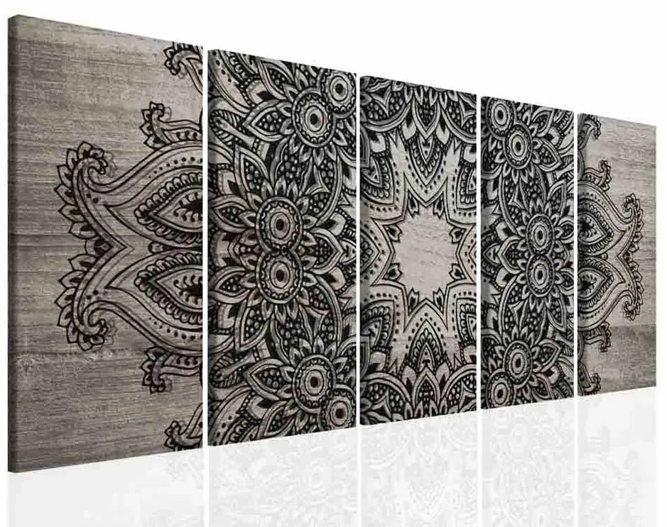 Obraz Mandala na dřevě Black Velikost (šířka x výška): 150x60 cm