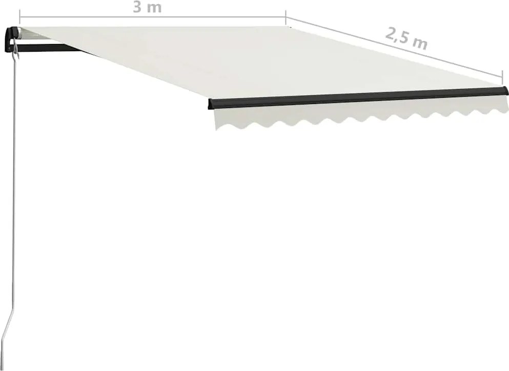 Ručně zatahovací markýza 300 x 250 cm krémová 3055185