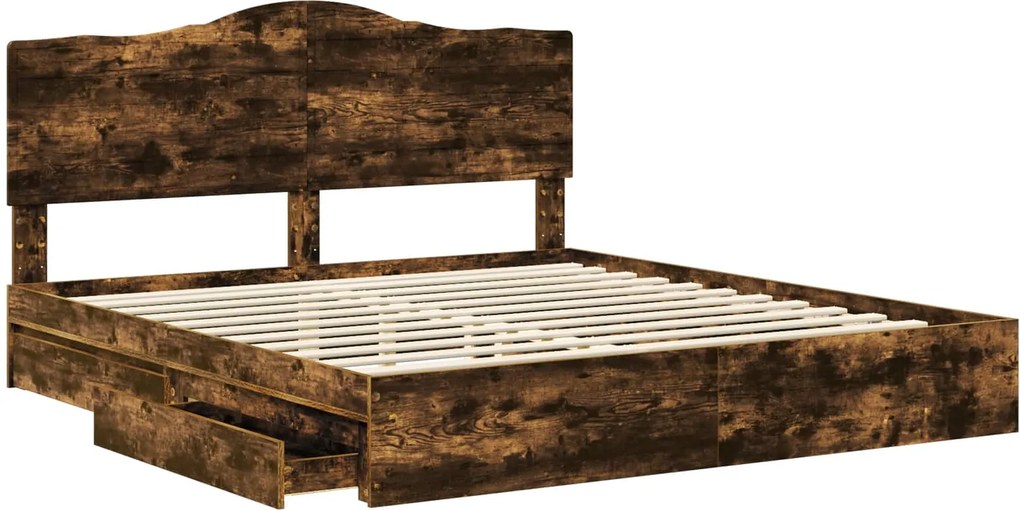 Postel s úložným prostorem se zásuvkou Kouřový dub 180 x 200 cm 3413482