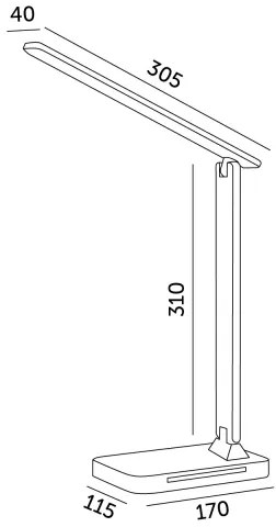 LED Stm. lampa s bezdr. nab. QI, displejem a USB portem LED/7W/230V 3000-6000K