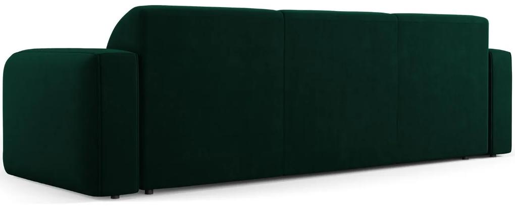 Lahvově zelená sametová trojmístná pohovka MICADONI Greta 235 cm