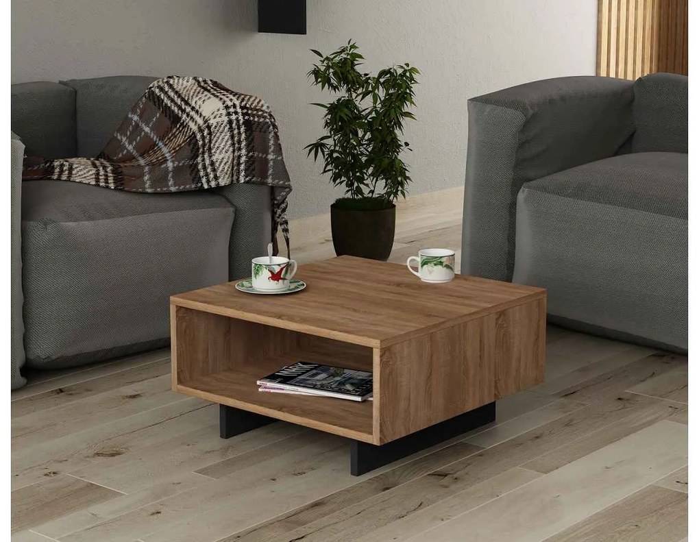 Designový konferenční stolek Eirian 60 cm vzor dub