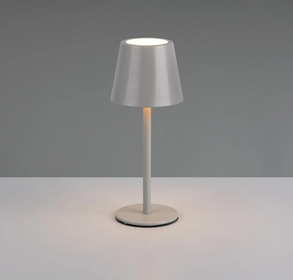 Šedá LED stolní lampa s kovovým stínidlem (výška 21 cm) Diaz – Reality