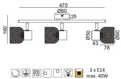 ACA DECOR Přisazené bodové svítidlo MARACU max. 3x40W/E14/230V/IP20