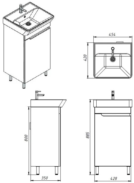 Lavedo Ozon 45 – koupelnová skříňka s umyvadlem, závěsná | Lavedo by Aplomo