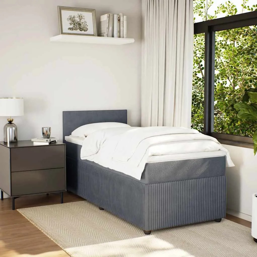 Box spring postel s matrací tmavě šedá 80 x 200 cm samet 3287585