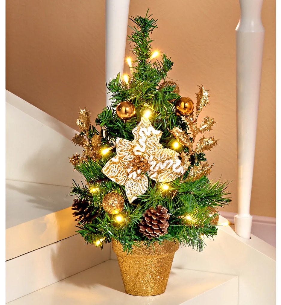 LED vánoční stromeček, zlatavá - zlatá