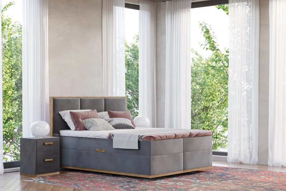 Čalouněná postel MAGNUM - šedá 160 × 200 cm