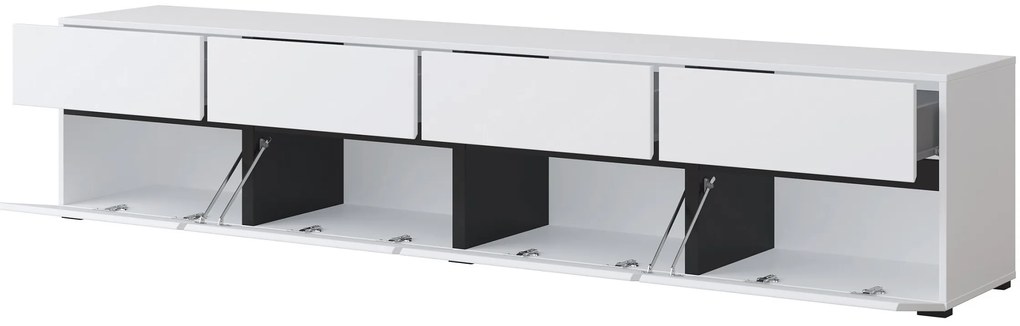 Helvetia Moderní TV stolek Cross 225 cm - bílá / černá