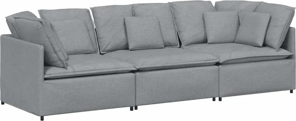 Modulární pohovka s polštáři textil světle šedá 3321267