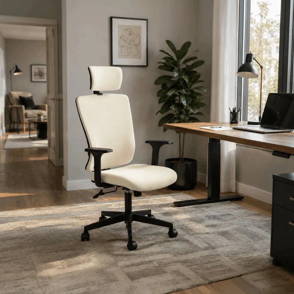 Ergonomická kancelářská židle ARLO - béžová látka