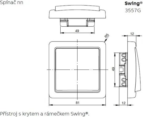ABB Swing (L) vypínač č.7So světle šedá 3557G-A07341 S1