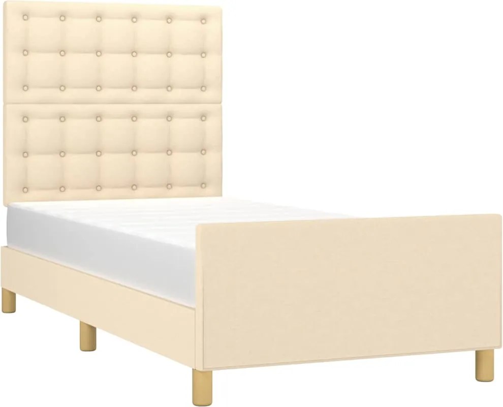 Rám postele s čelem krémový 90x190 cm textil 3125346