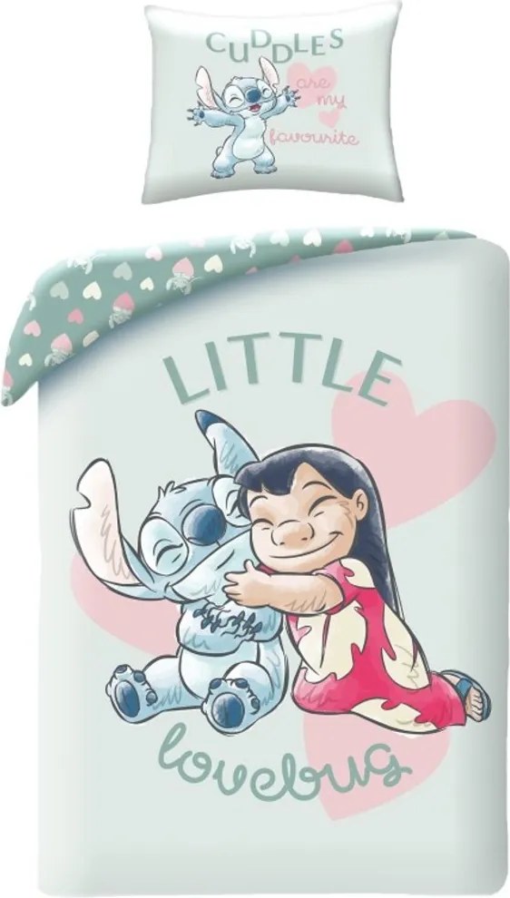 Bavlněné ložní povlečení Lilo a Stitch v objetí - 100% bavlna - 70x90 cm + 140x200 cm