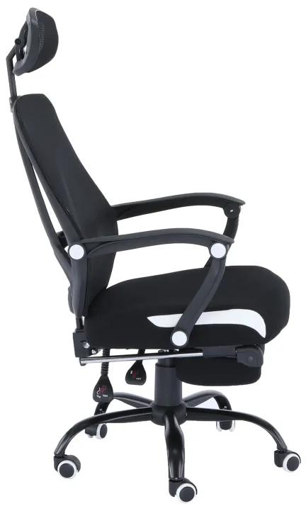 Kancelářská židle SIDRO s podnožkou — černá síť/černá látka
